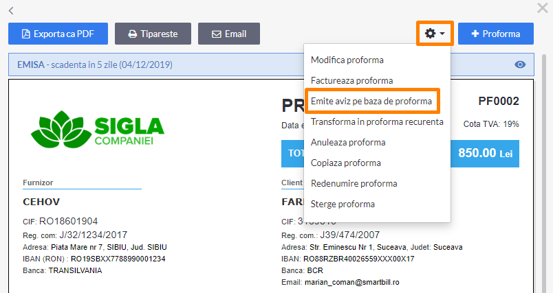 Avizul – prezentare generala - SmartBill Gestiune Ajutor Avizul – prezentare generala - SmartBill Gestiune Ajutor